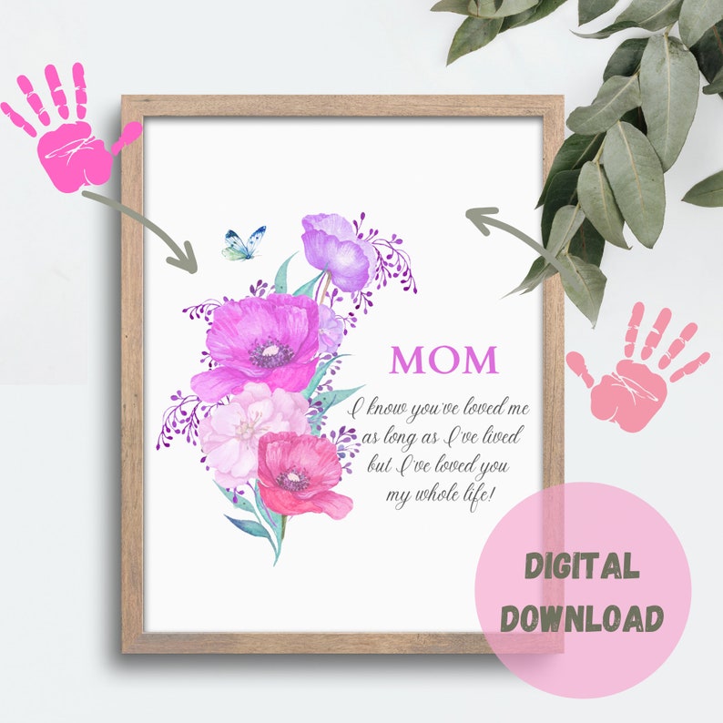 Mom Poem Gift Flower Handprint Craft Art Floral Bouquet - Etsy