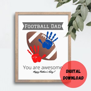 Football Dad Handprints, Sports Handprint, Dad Gift From Son, Printable ...