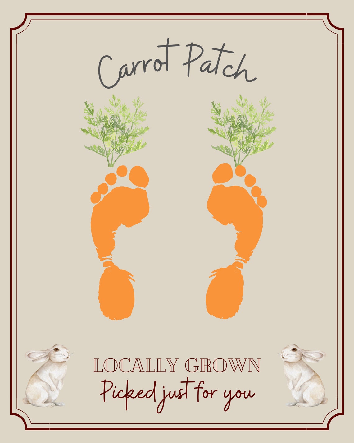 Farm Sign Carrot Patch Easter Footprint Feet Art Craft DIY - Etsy