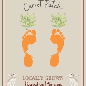 Farm Sign Carrot Patch Easter, Footprint Feet Art Craft, DIY Craft Card ...
