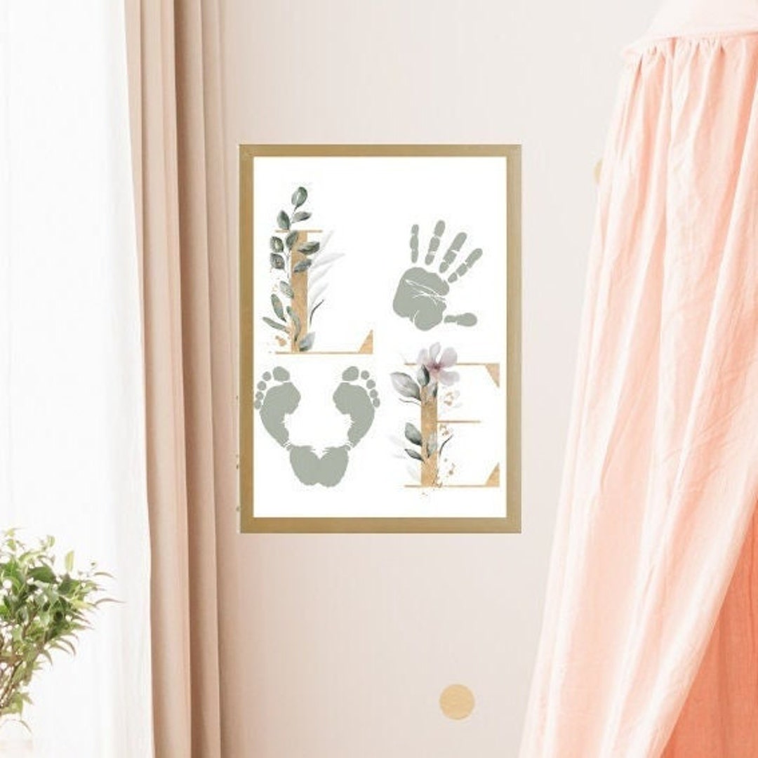Love Handprint Art, Footprint Love, Baby Decor Print, Baby Nursery ...