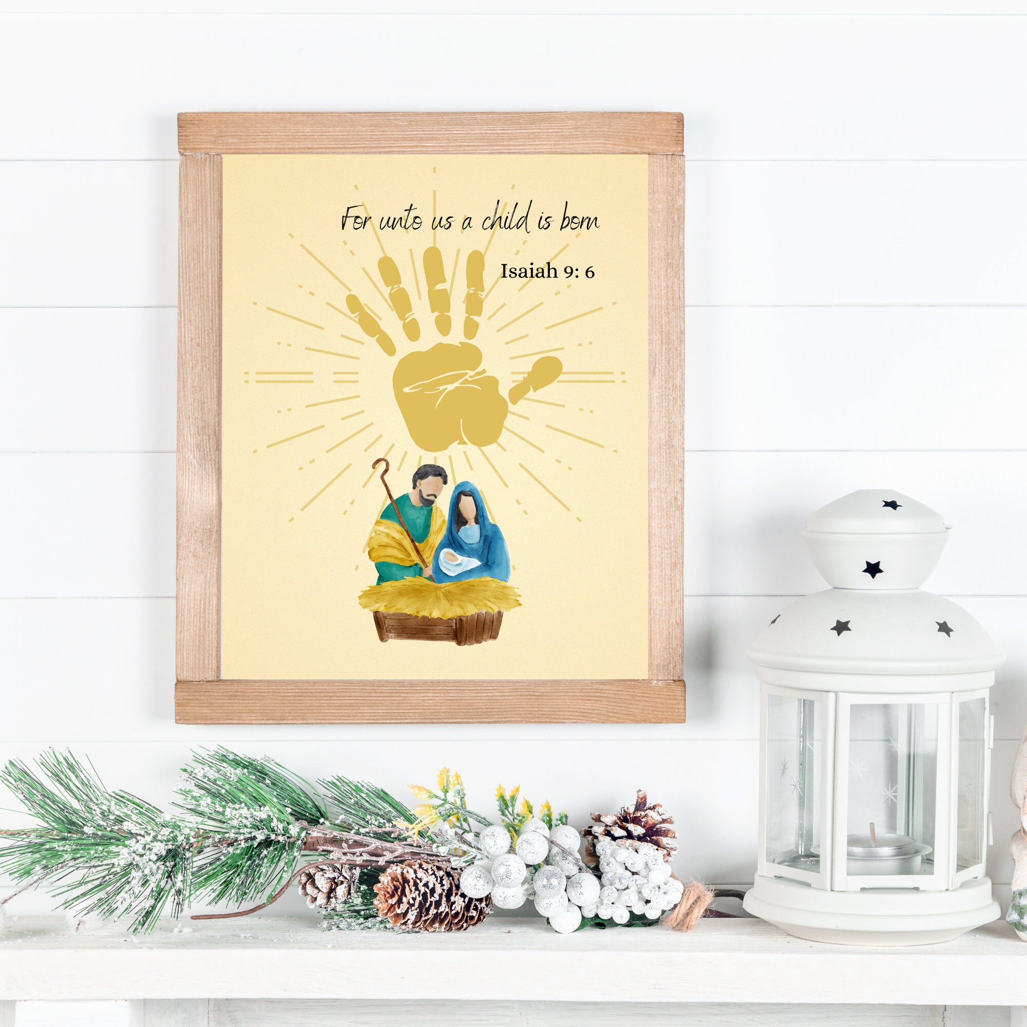 Nativity Scene Handprint Art, Christ is Born, Star Baby Jesus Christian ...