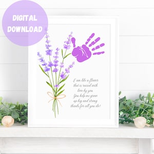 Flower Handprint Craft Art, Poem, Floral Bouquet Printable, Mothers Day ...