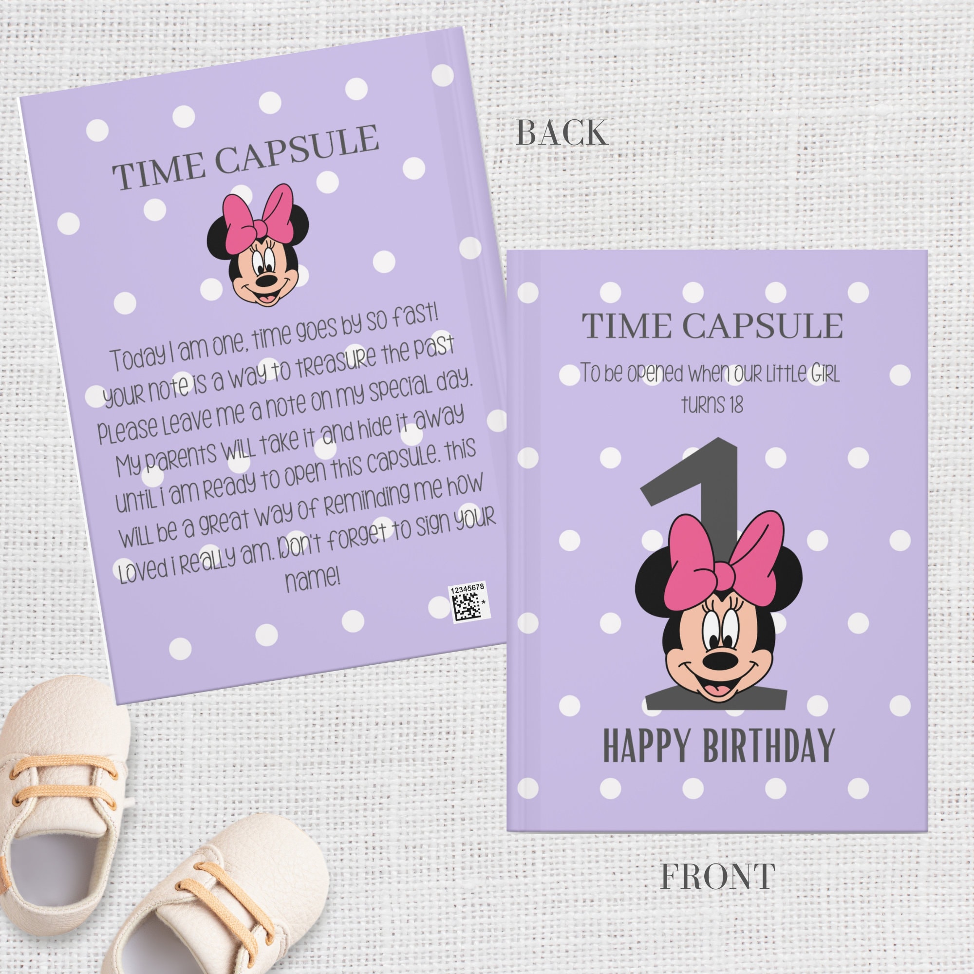 Minnie Mouse 1st Birthday Guestbook, Girl Time Capsule, Girl Birthday ...