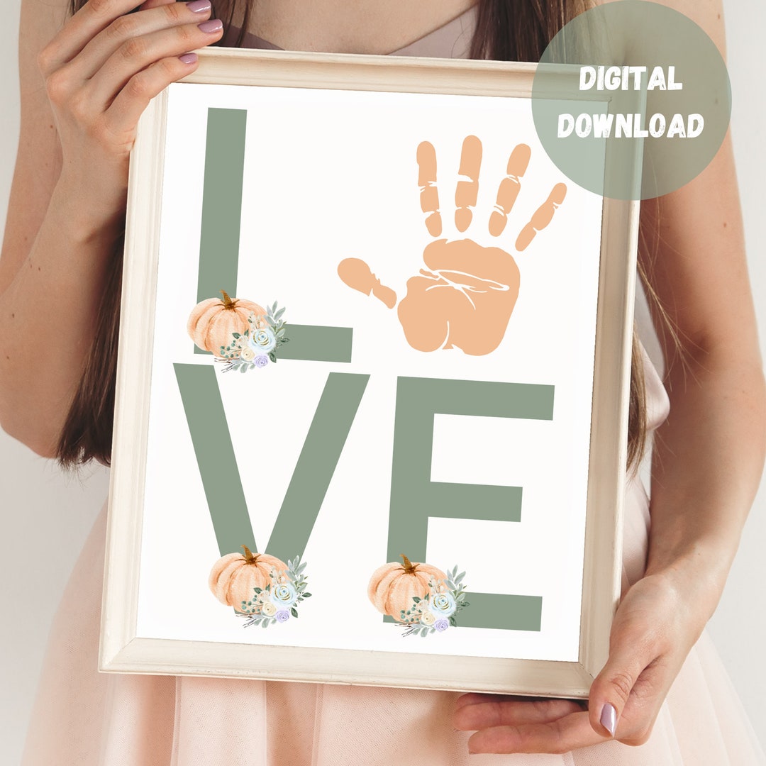 Love Handprint Art, Pumpkin Flower Handprint Art, Autumn Handprint Art ...