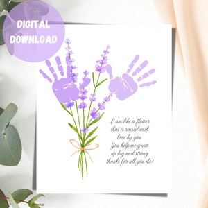 Flower Handprint Craft Art, Poem, Floral Bouquet Printable, Mothers Day ...