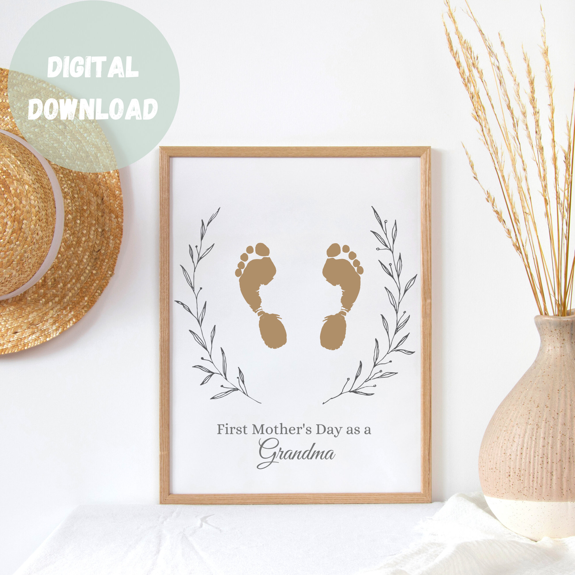 1st Mother's Day as a Grandma, Footprint Keepsake Card, Grandma Mother ...
