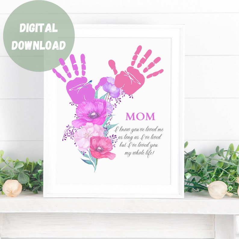 Mom Poem Gift Flower Handprint Craft Art Floral Bouquet - Etsy