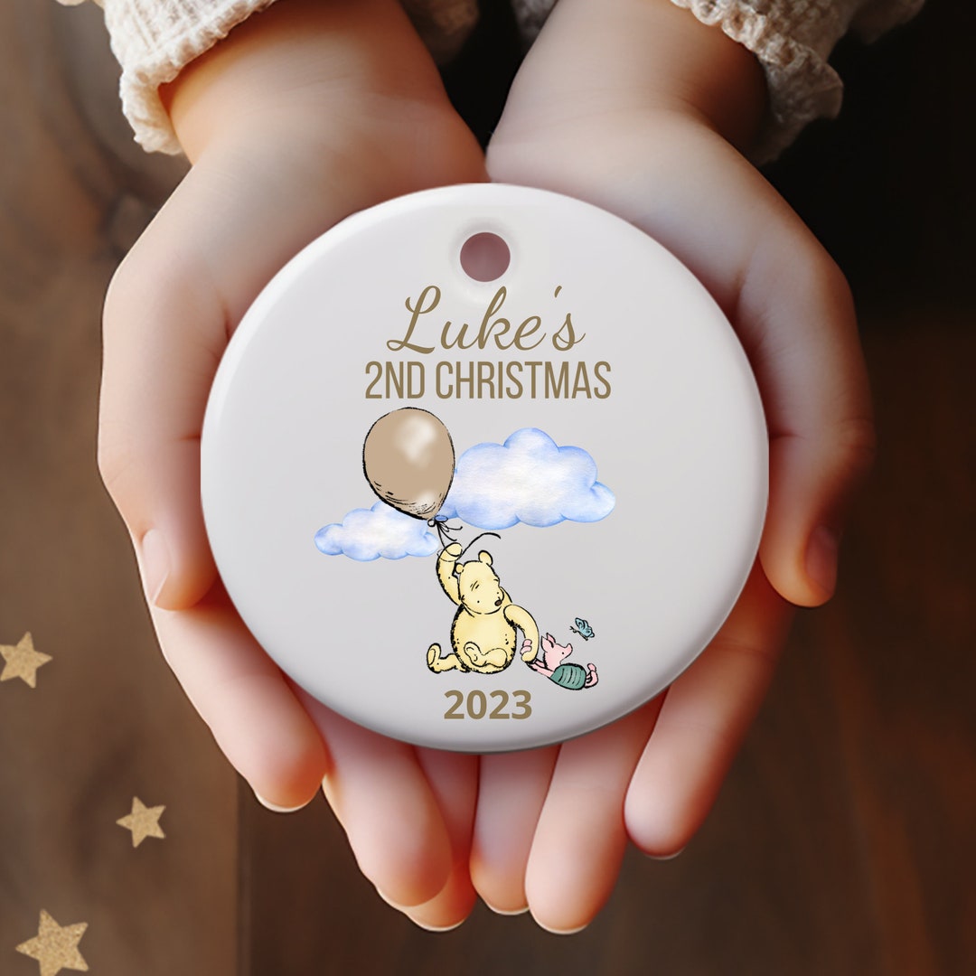 Personalized 2nd Christmas Ornament, Pooh Christmas Ornament, Baby's Second Christmas, Christmas ...