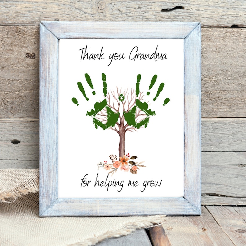 Watercolor Tree Handprint /fingerprint Art Thank You for - Etsy