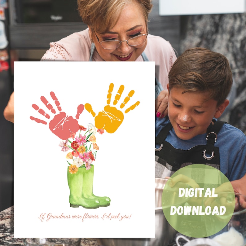 If Grandmas Were Flowers Handprint, Garden Boots Floral Poem, Floral ...