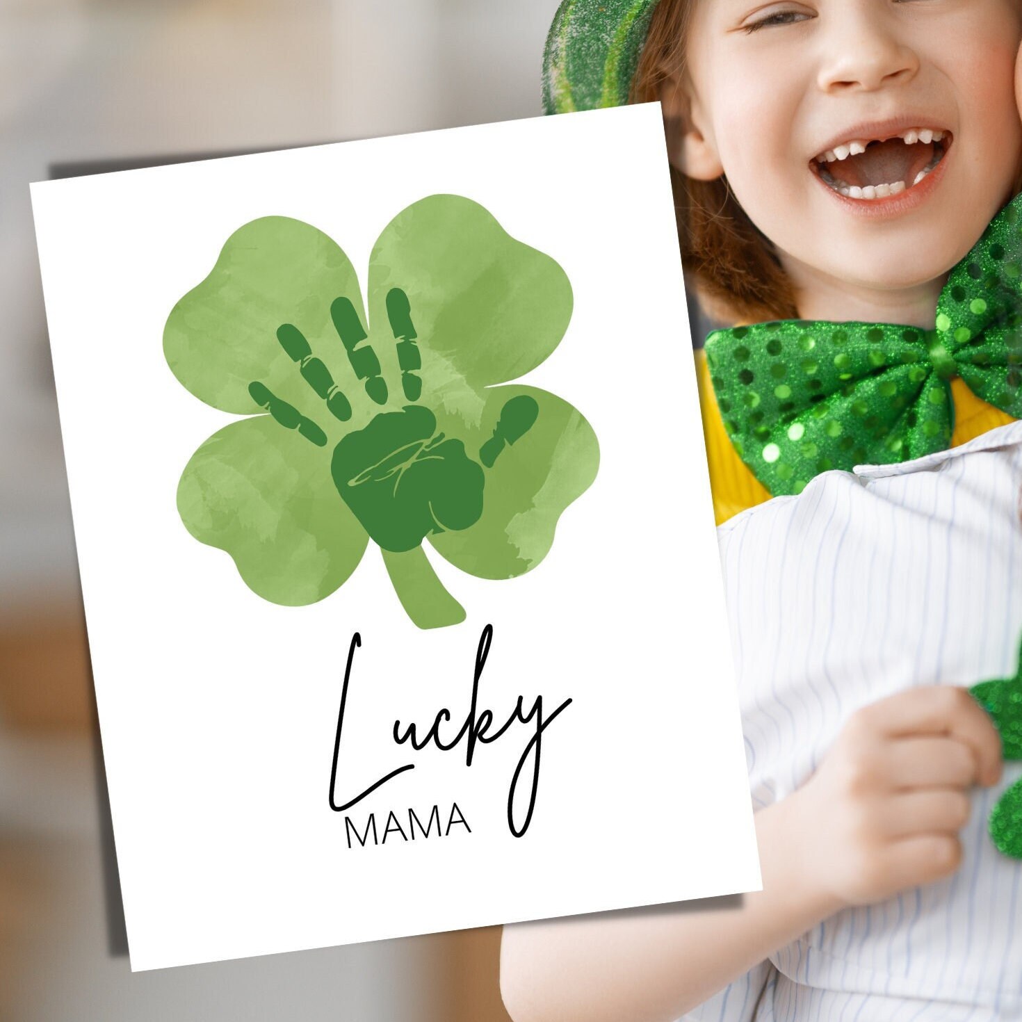 Lucky Mama St Patricks Day Handprint Art Shamrock Handprint - Etsy
