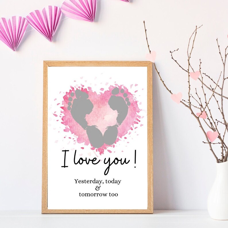 Mother's Day Handprint Art I Love You DIY Heart Love - Etsy