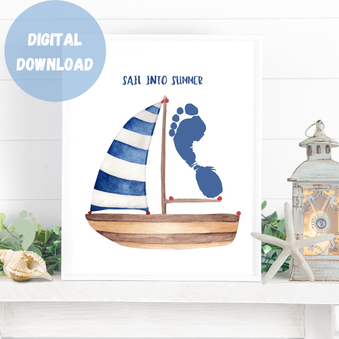 Sail Into Summer Footprint Art, Boat Footprint Art, Summer Sailboat ...