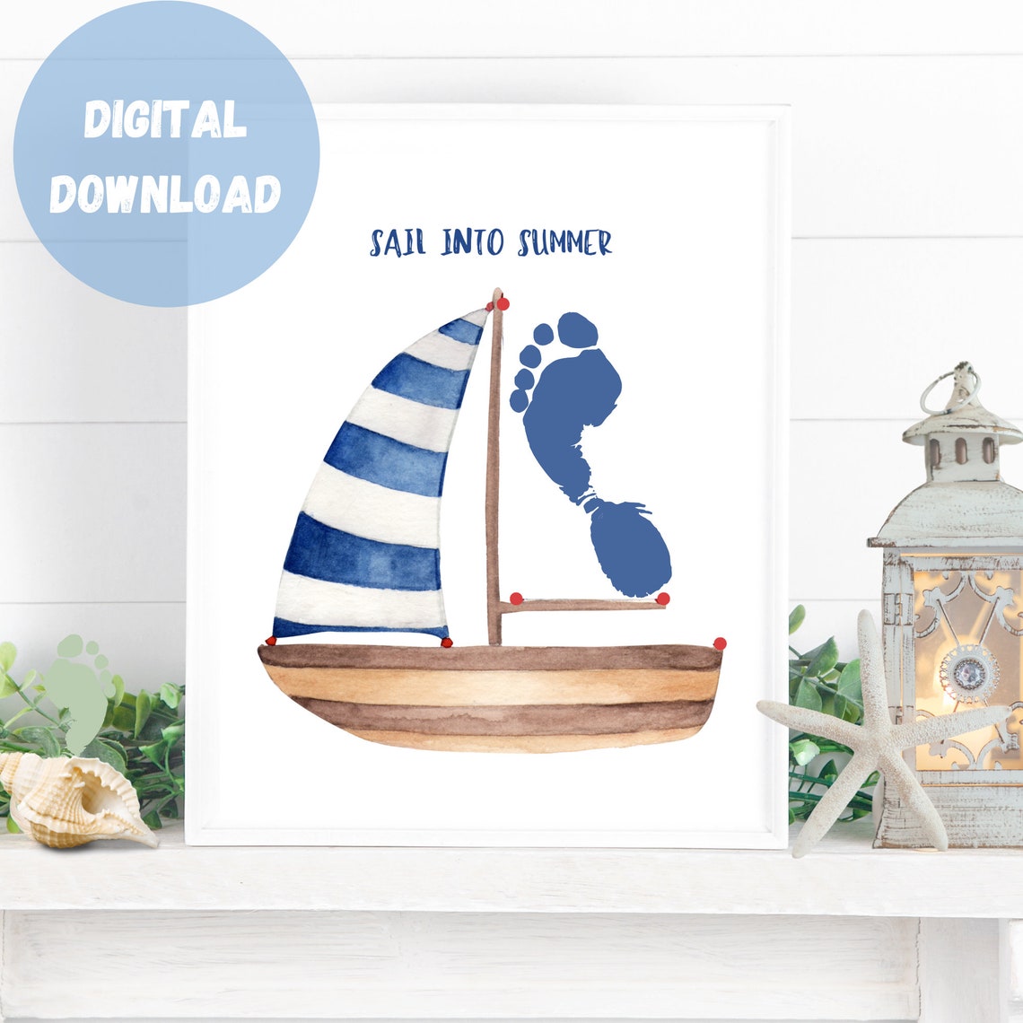 Sail Into Summer Handprint Art, Boat Footprint Art, Summer Sailboat ...