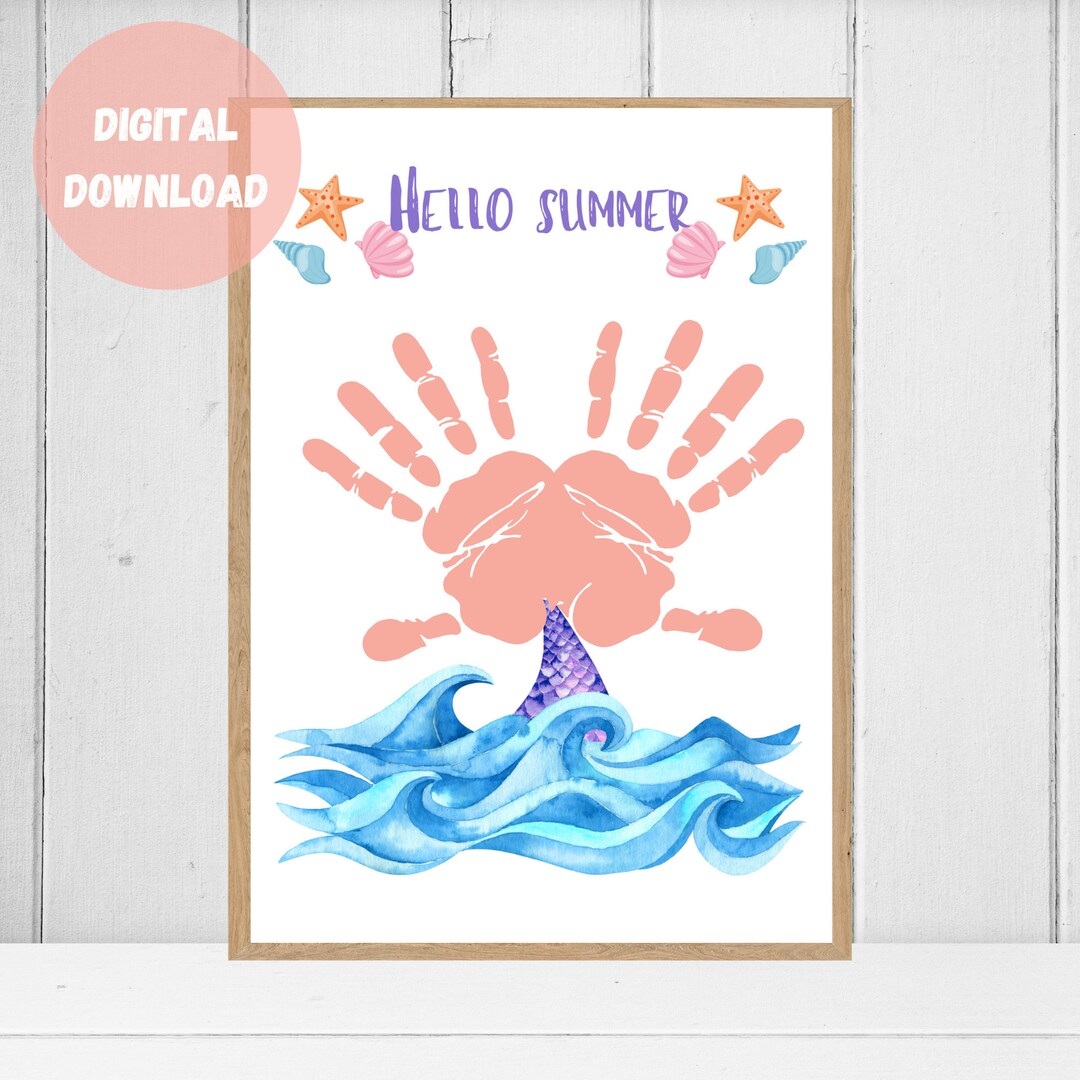 Mermaid Printable, Hello Summer DIY Craft, Mermaid Birthday Craft ...