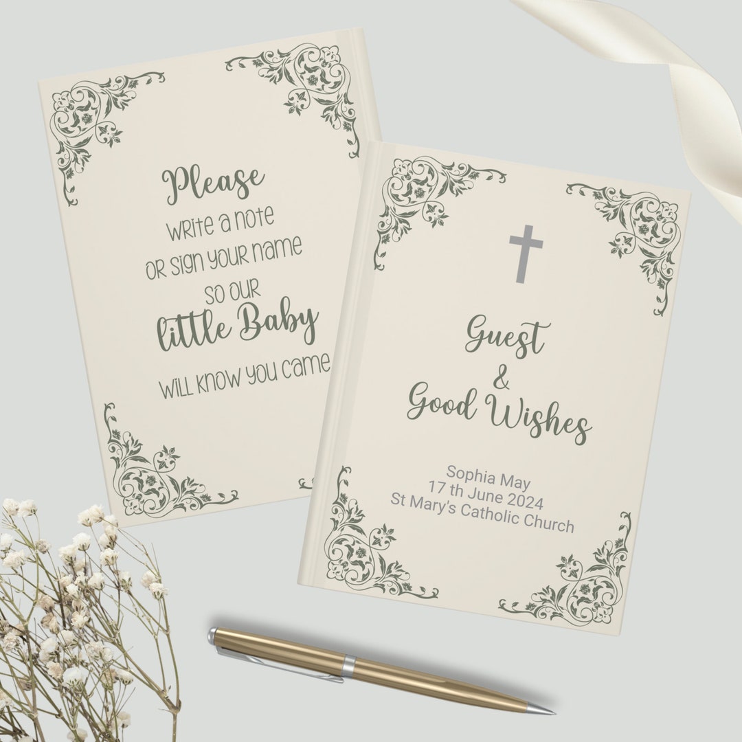 Personalized Babies Baptism, Elegant Baptism Guestbook, Christening ...