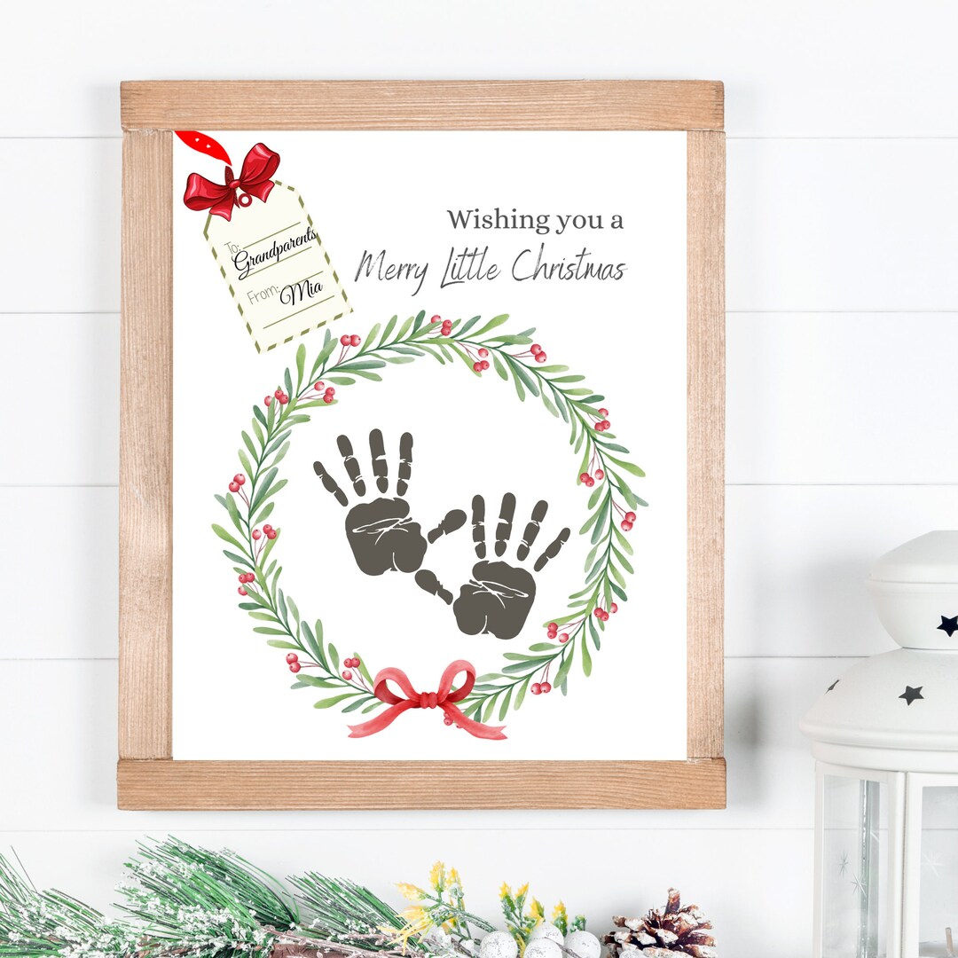 Merry Little Christmas Handprint Printable, Christmas Handprint Art ...