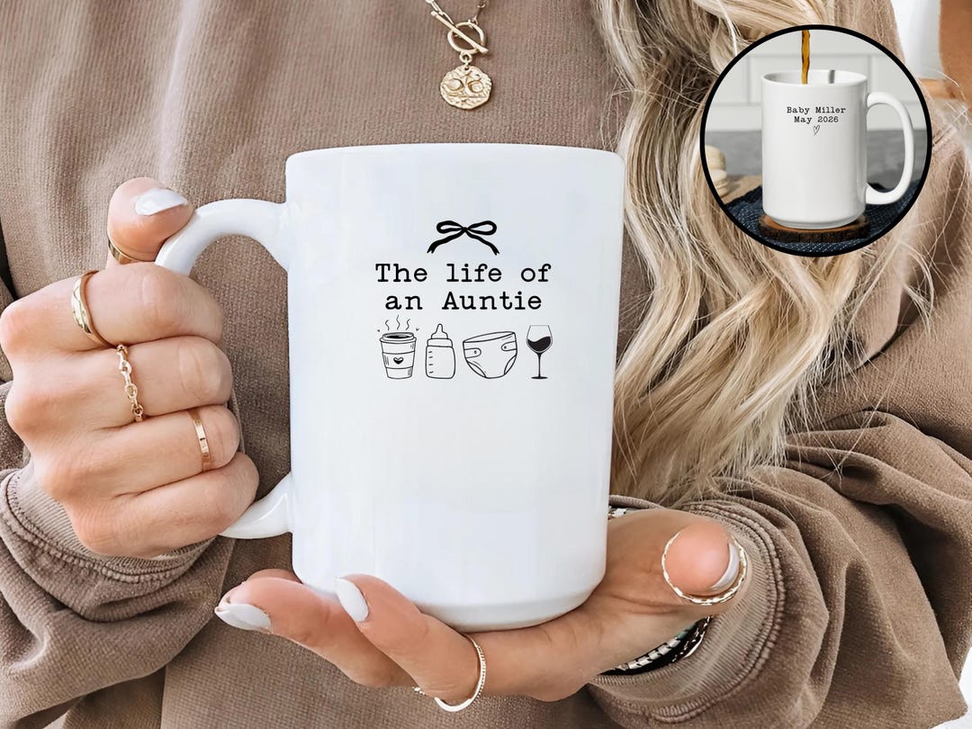 The Life of an Auntie Mug, Funny Future Aunt Announcement, Personalized ...