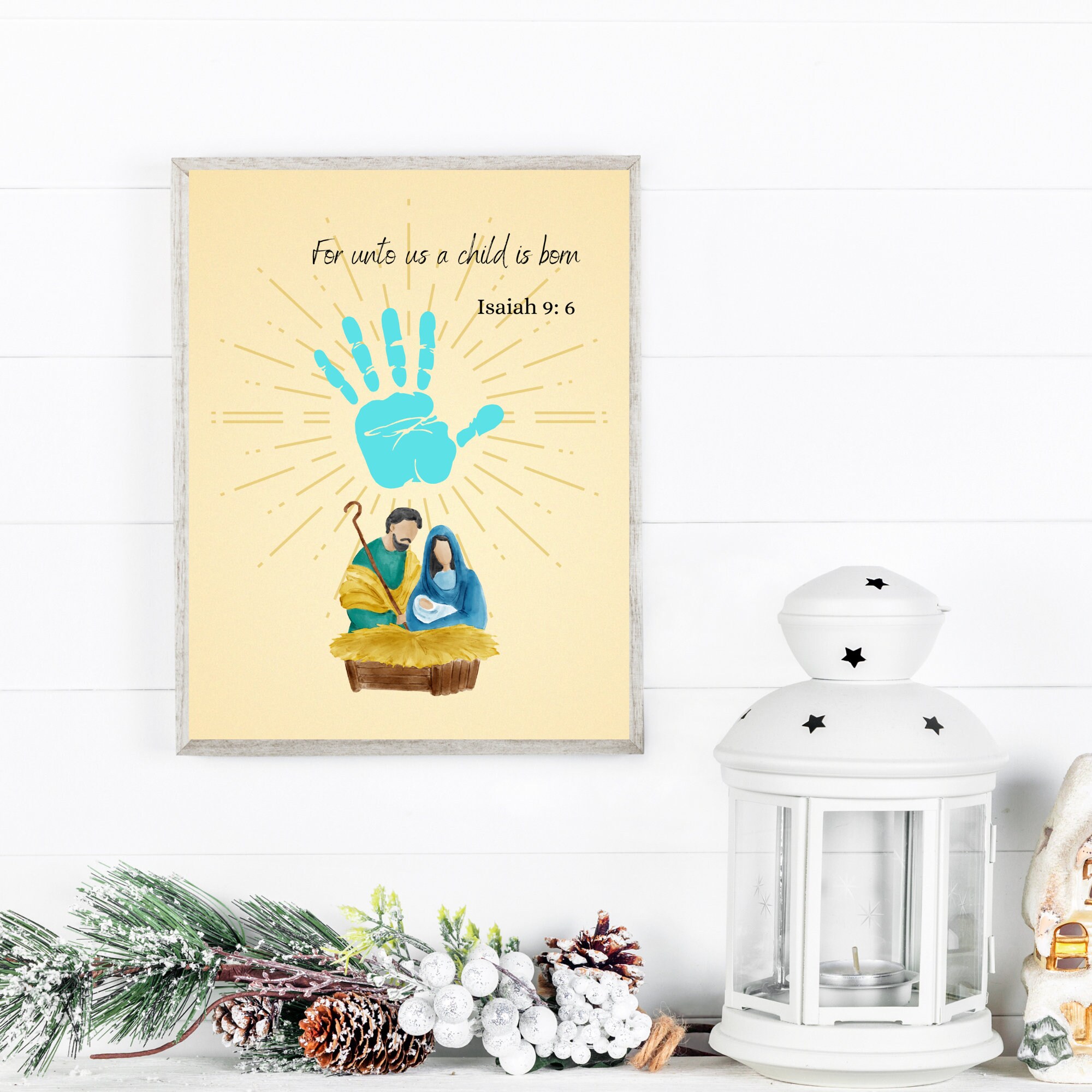 Nativity Scene Handprint Art, Christ is Born, Star Baby Jesus Christian ...