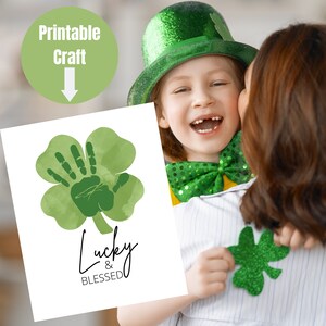 Lucky & Blessed St Patricks Day Handprint Art, Shamrock Handprint ...