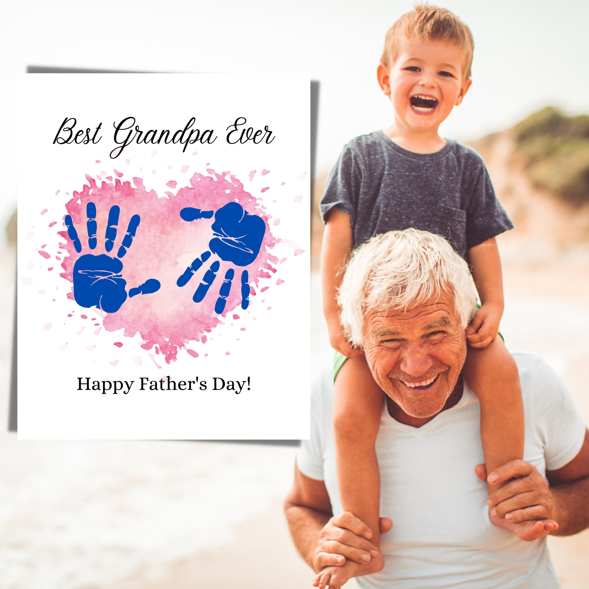 Best Grandpa Ever Handprints Printable Father's Day Card - Etsy