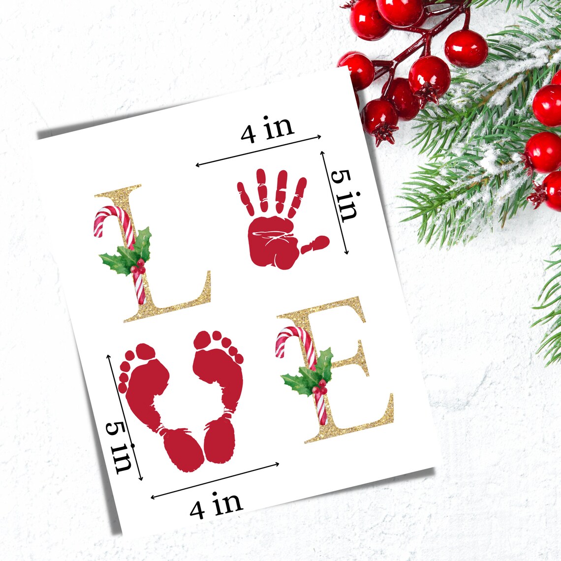 Christmas Love Handprint Art Printable Christmas Signs Candy - Etsy