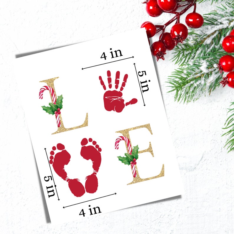Christmas Love Handprint Art, Printable Christmas Signs, Candy Cane ...