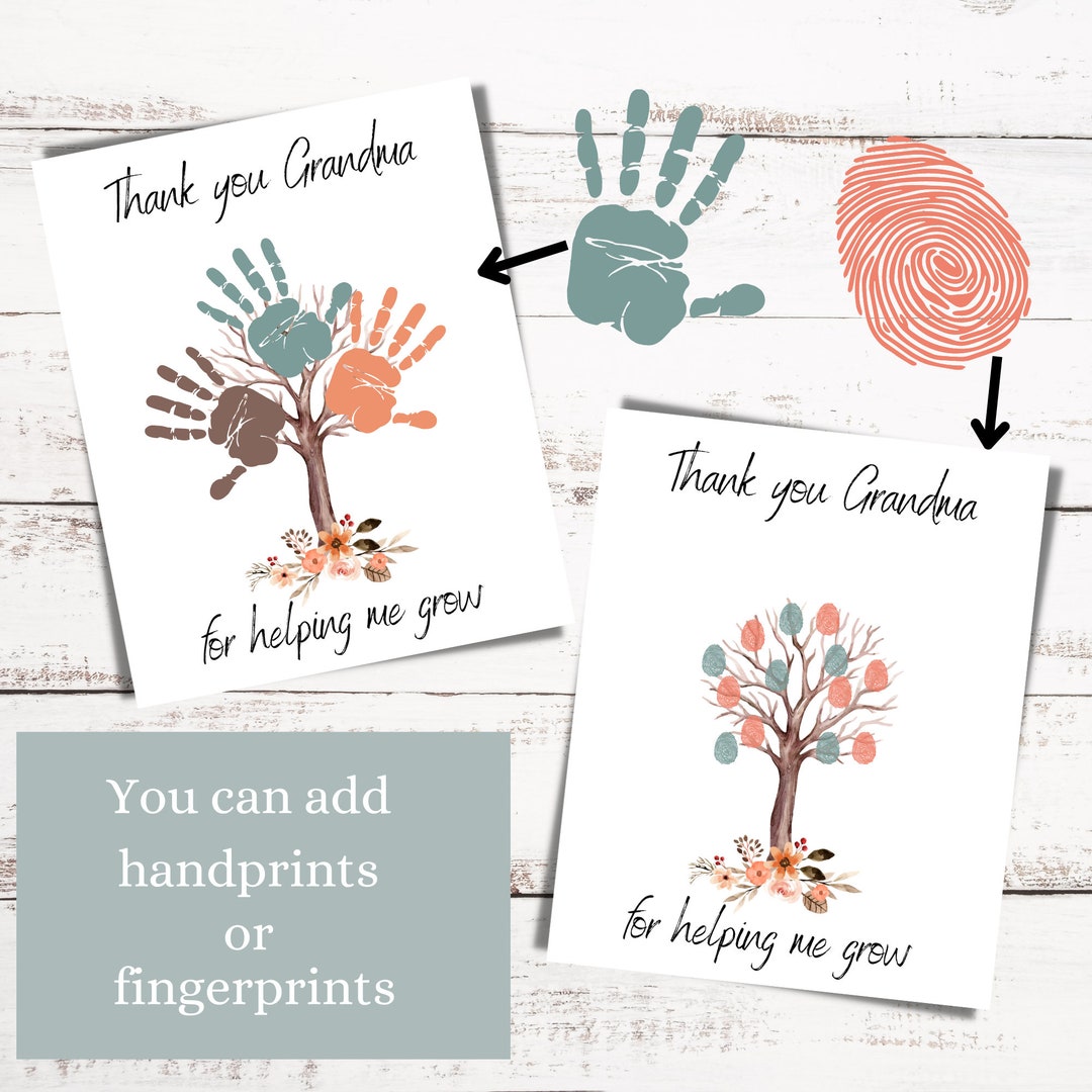 Watercolor Tree Handprint /fingerprint Art, Thank You for Helping Me ...