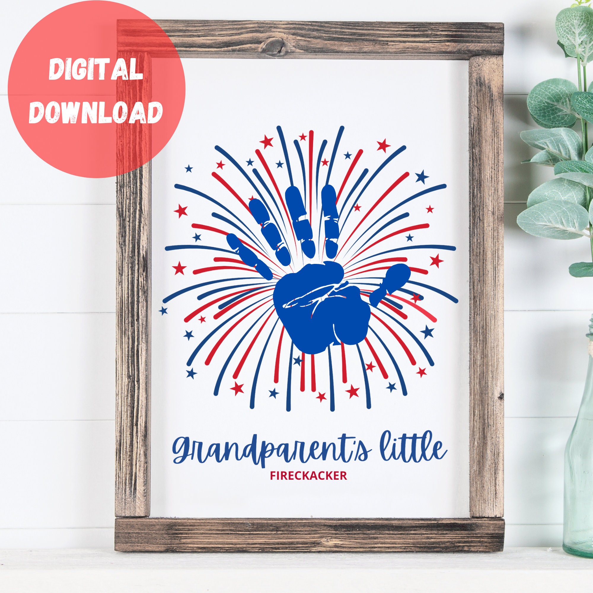 Firecracker Handprint Art Grandparent's Little - Etsy
