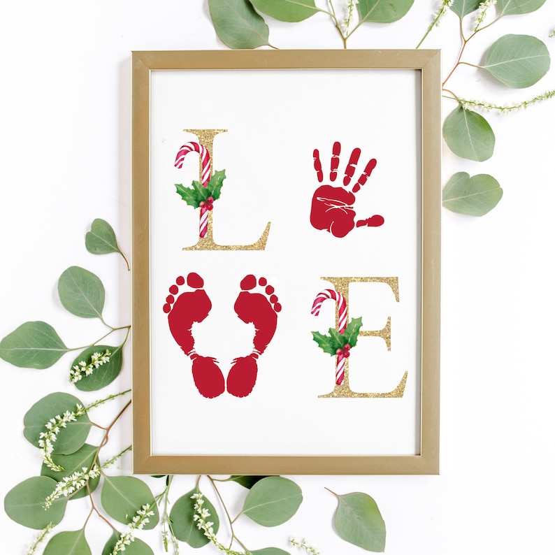 Christmas Love Handprint Art Printable Christmas Signs Candy - Etsy
