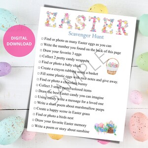 Easter Scavenger Hunt for Kids, Printable Easter Treasure Hunt, Family ...