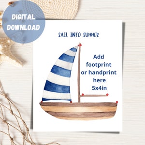 Sail Into Summer Handprint Art, Boat Footprint Art, Summer Sailboat ...