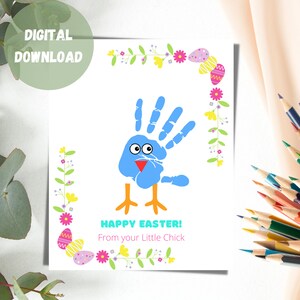 Easter Chicken Handprint Art, Easter Handprint Card, Toddler Handprint ...