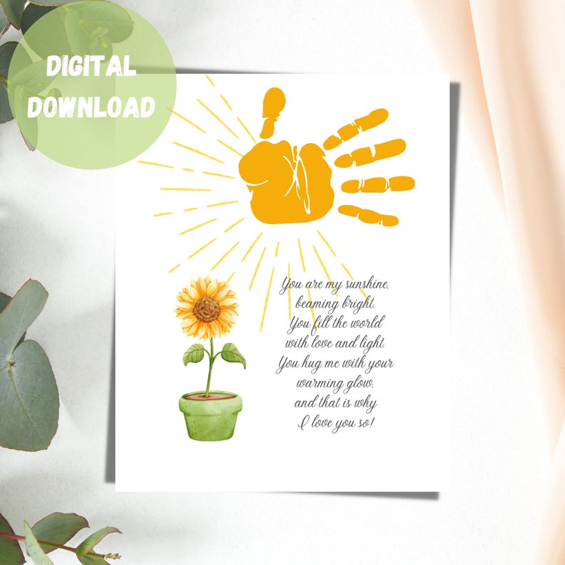 You Are My Sunshine Poem Sunflower Handprint Sun (Download Now) - Etsy