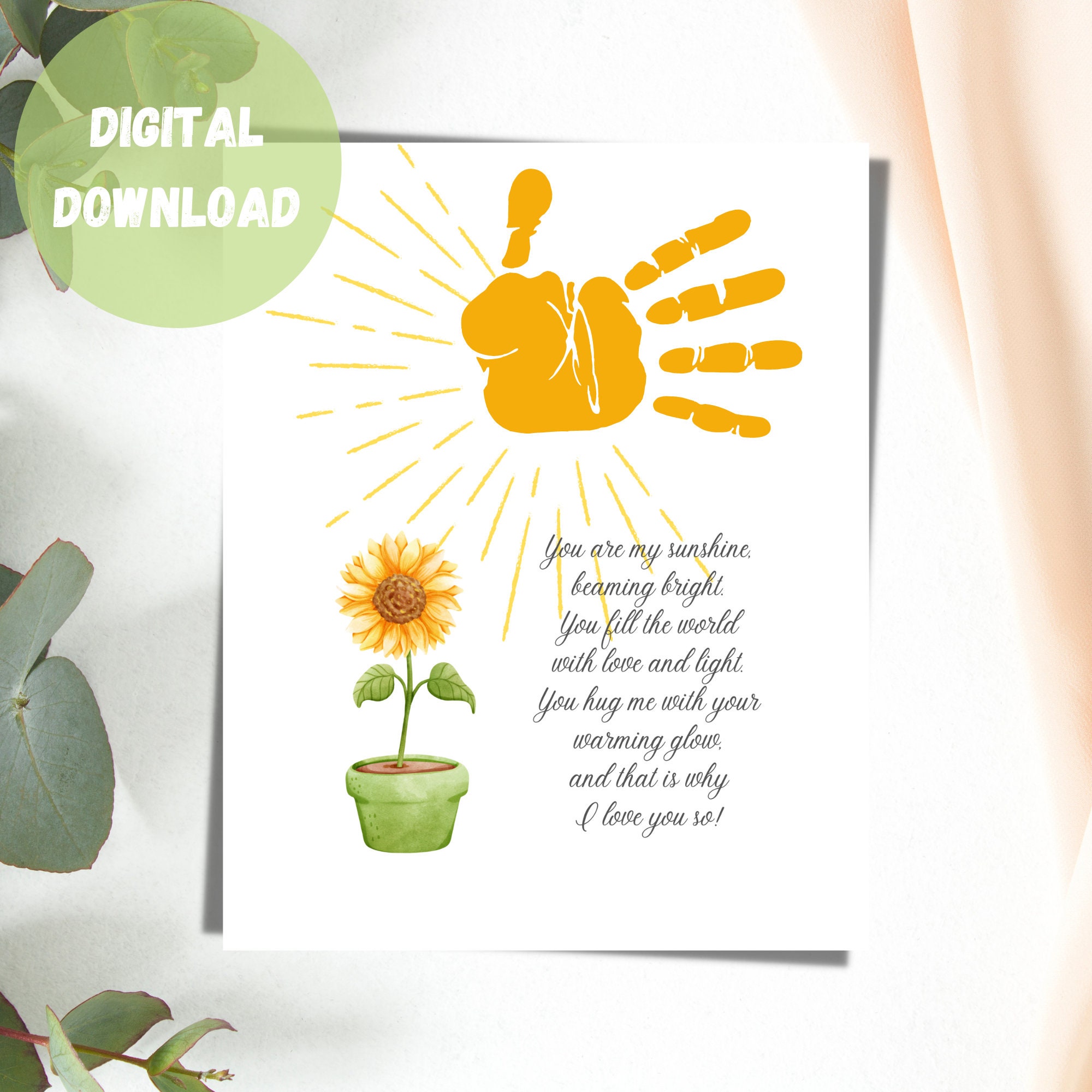 You Are My Sunshine Poem Sunflower Handprint Sun (Download Now) - Etsy
