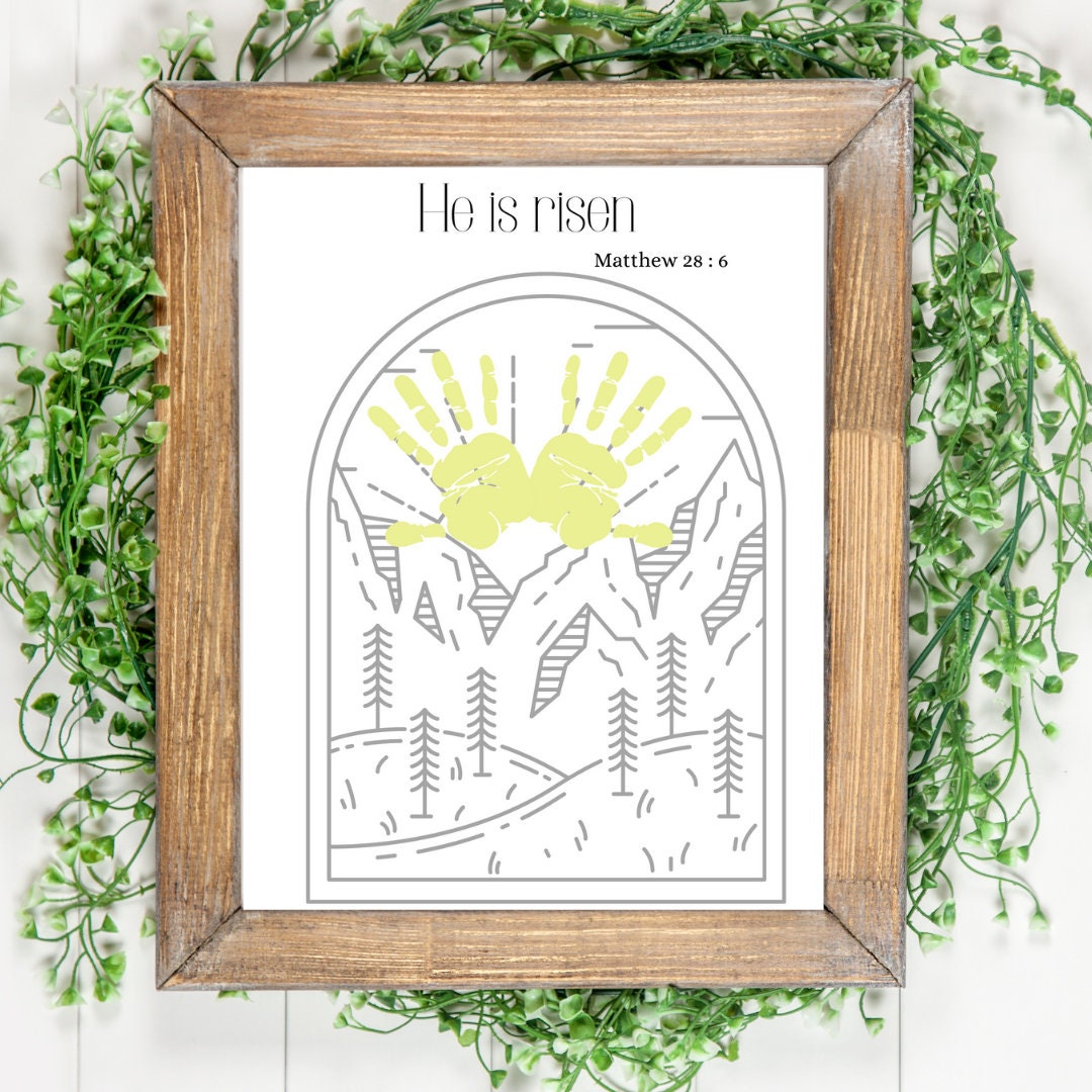 He is Risen Easter Printable Handprint Art Bible School - Etsy