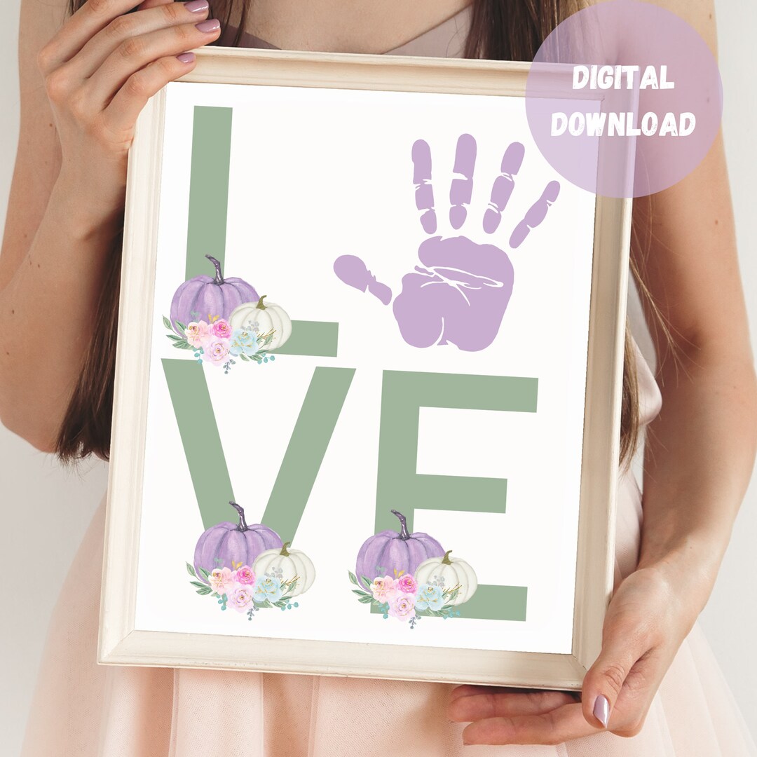 Love Handprint Art, Pumpkin Flower Handprint Art, Autumn Handprint Art ...