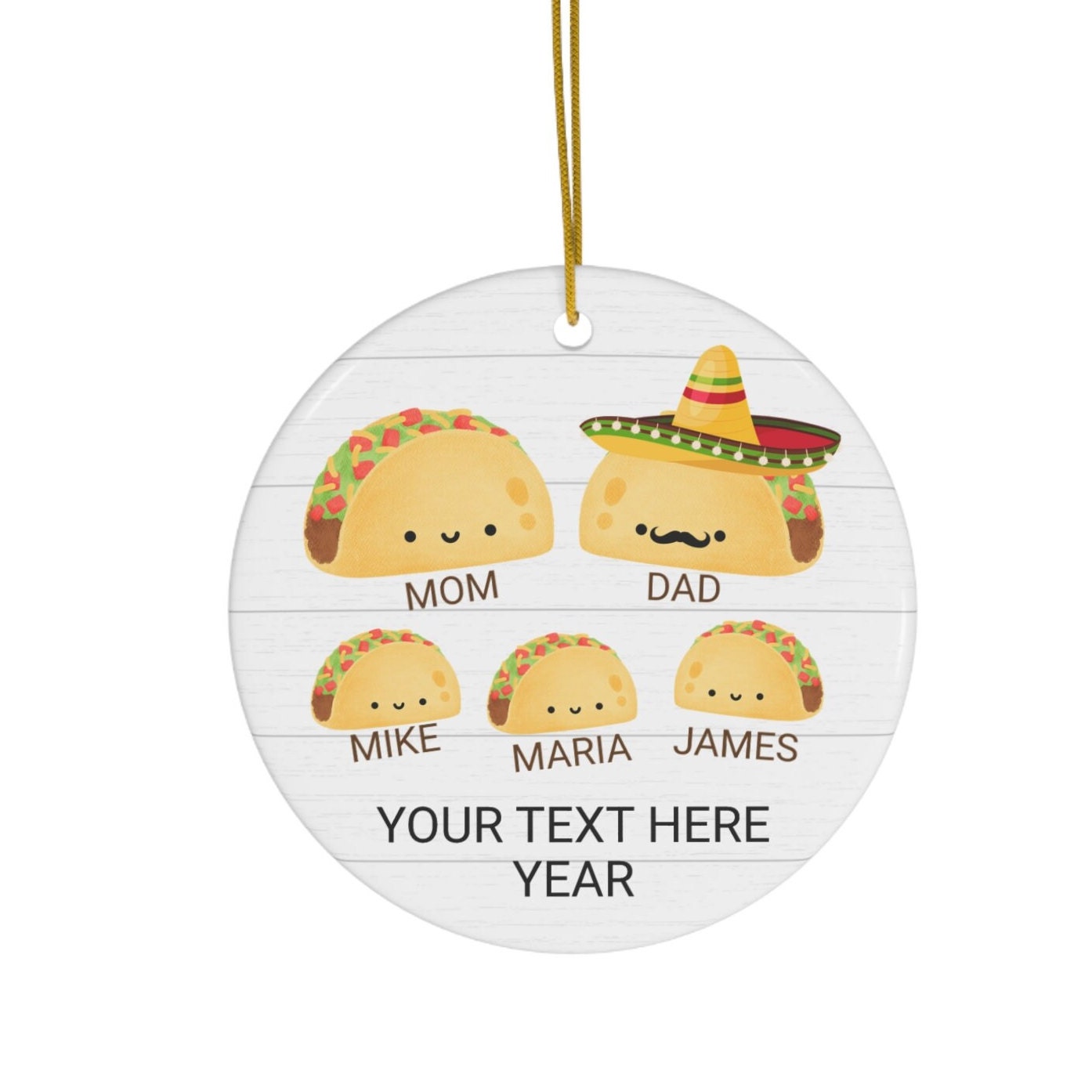 Personalized Taco Christmas Tree Ornament, Custom Taco Family Ornament ...