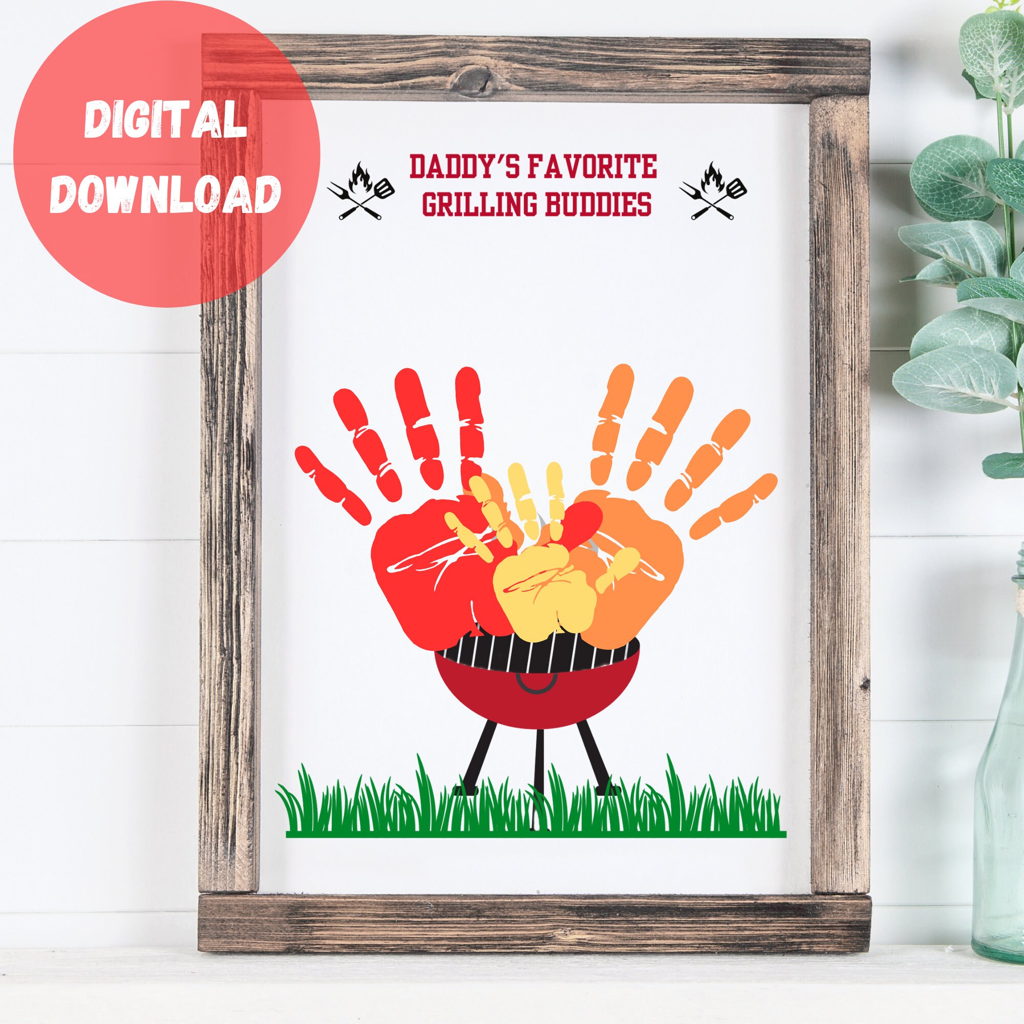 Dad Handprint Art, Daddys Favorite Grilling Buddies Handprint, Father's ...