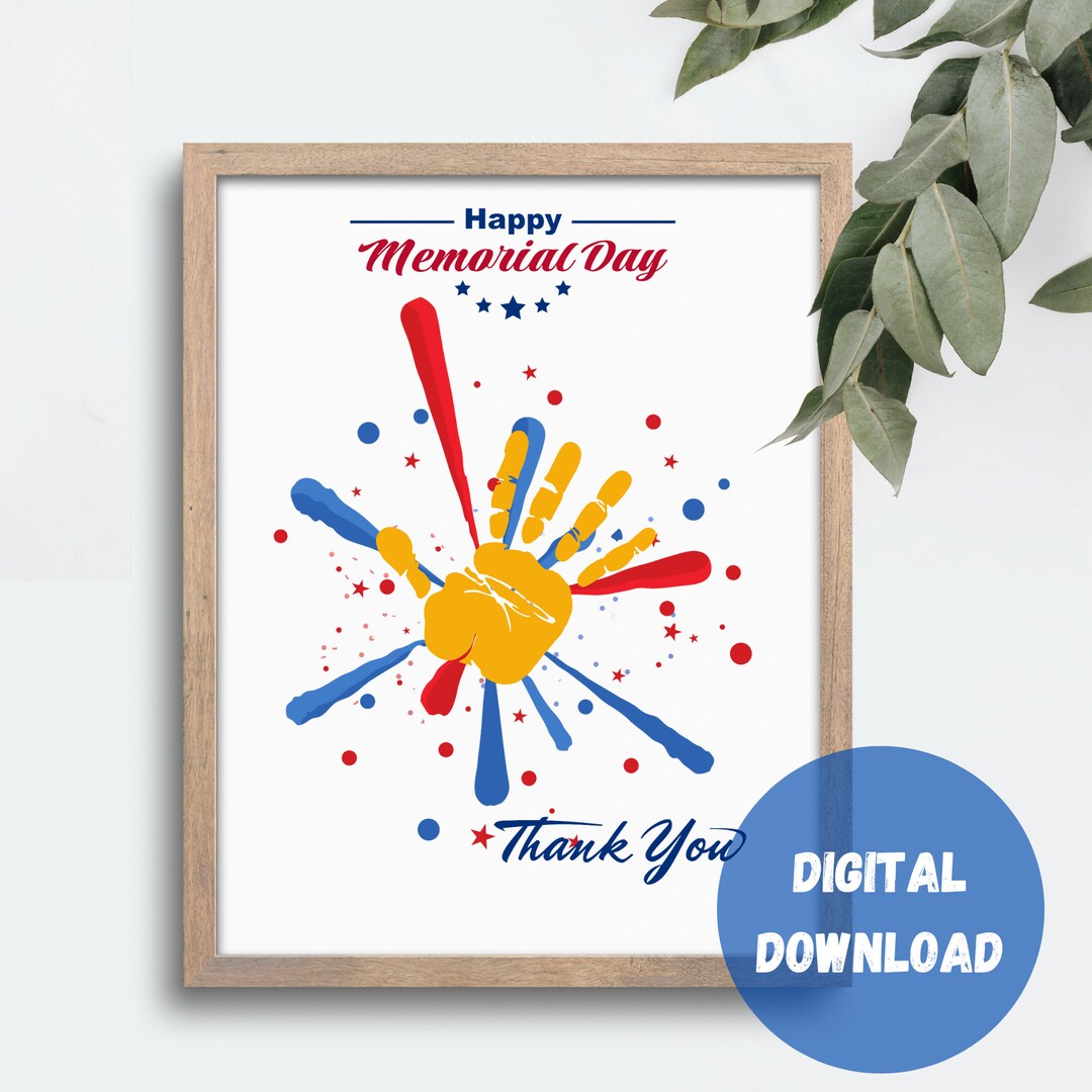 Memorial Day Handprint Digital Print, Sparkler Handprint Art, DIY ...