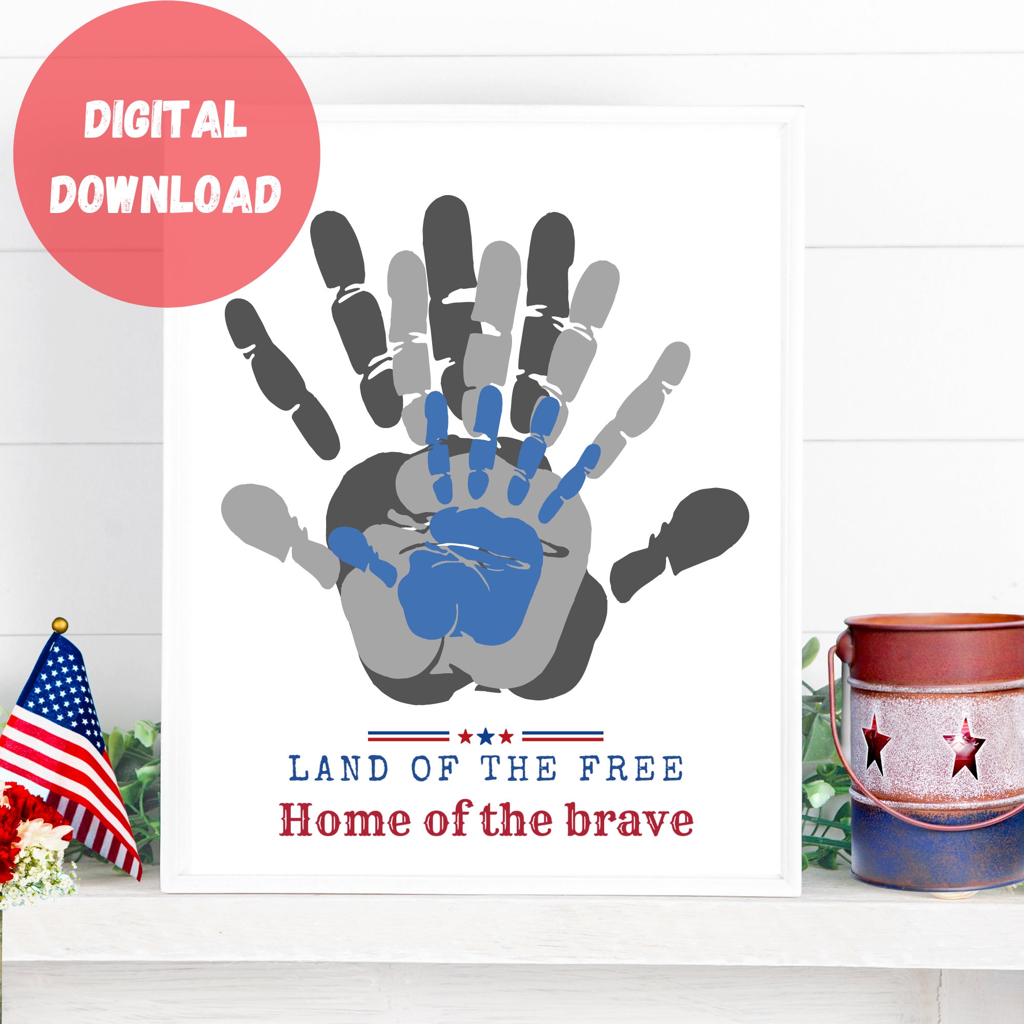 Land of the Free, Handprint Art, Family Keepsake DIY, America Firework ...