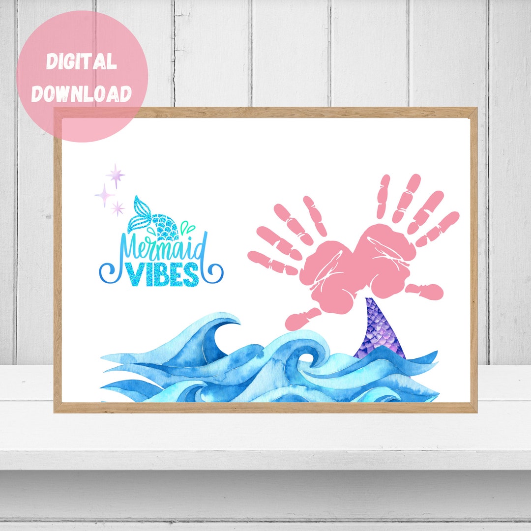 Mermaid Craft, Mermaid Vibes, Mermaid Printable, Summer Handprint Craft ...