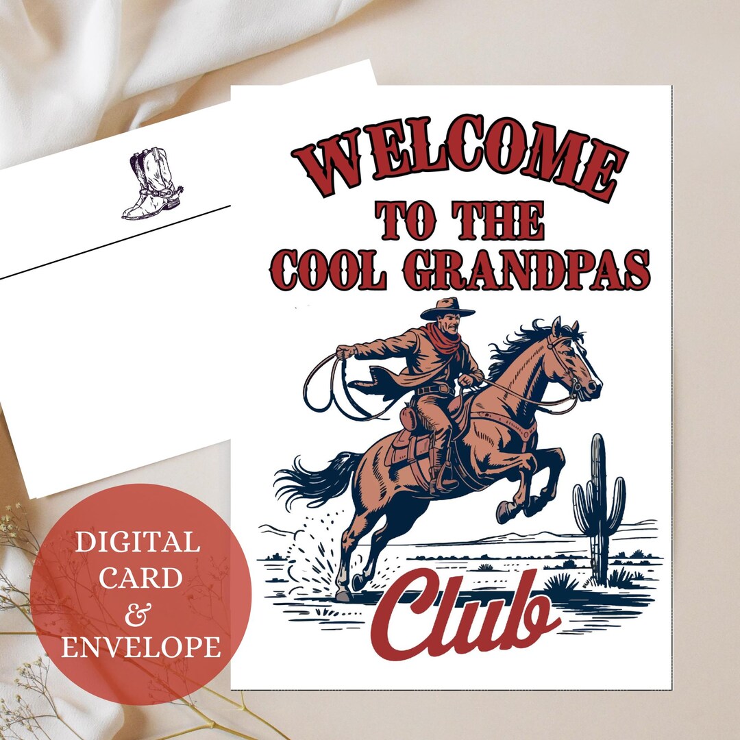 Cool Grandpa Club Card, 1st Fathers Day Gift for Grandpa, Cowboy Card ...