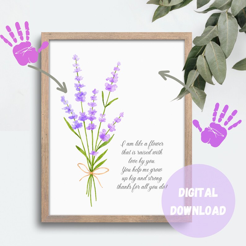 Flower Handprint Craft Art, Poem, Floral Bouquet Printable, Mothers Day ...