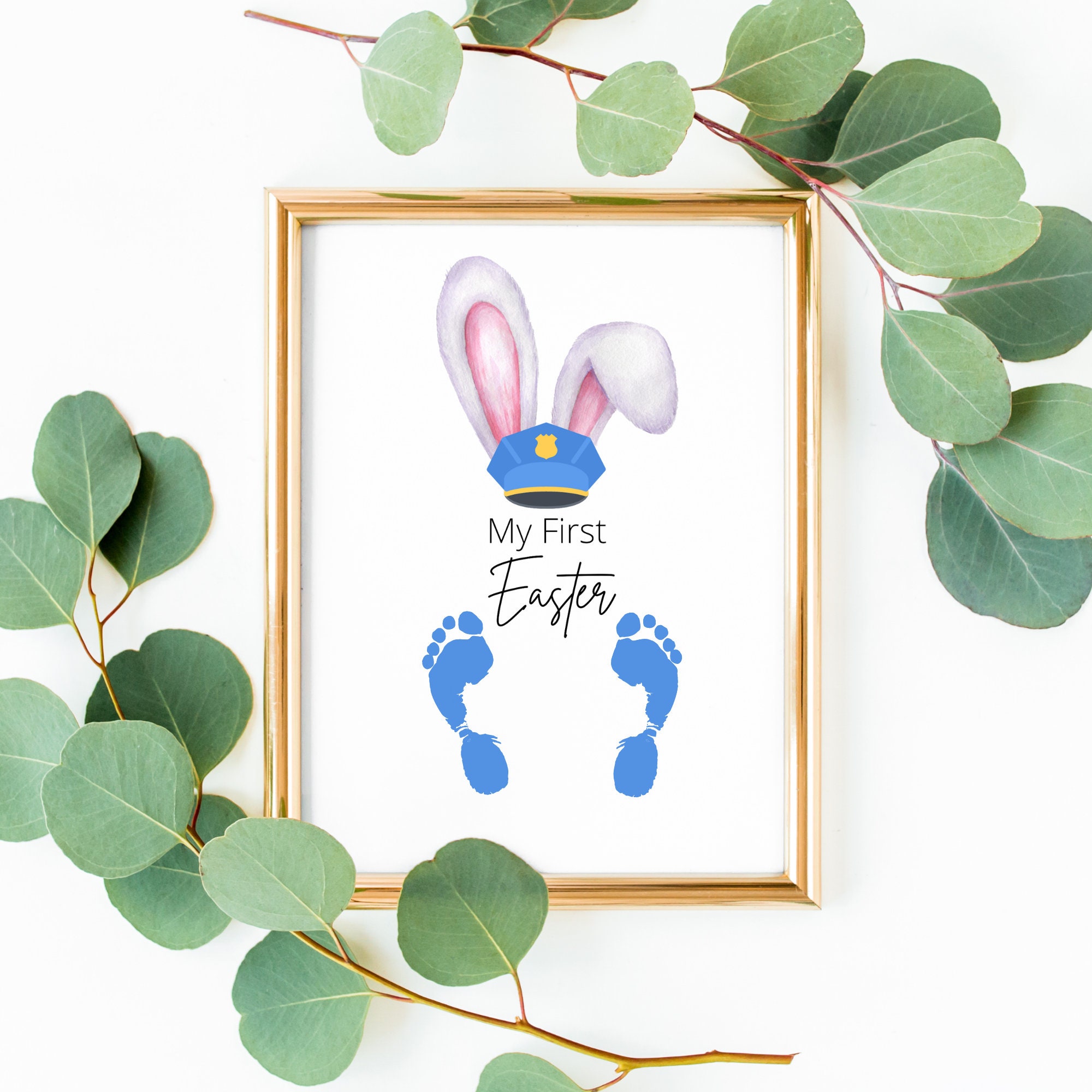 My First Easter Baby Police Footprint Art, Police Officer Baby Gift ...
