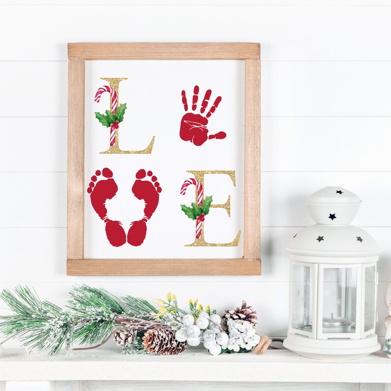 Christmas Love Handprint Art Printable Christmas Signs Candy - Etsy
