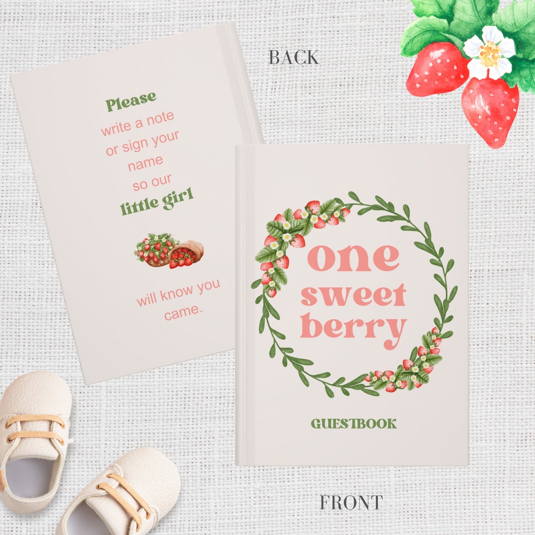 One Sweet Berry Birthday, Berry First Birthday Guest Book, Strawberry ...