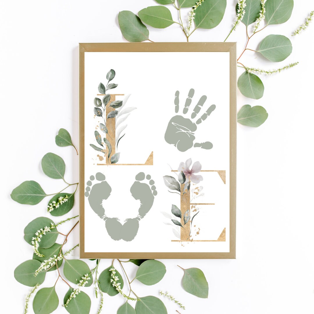 Love Handprint Art, Footprint Love, Baby Decor Print, Baby Nursery ...