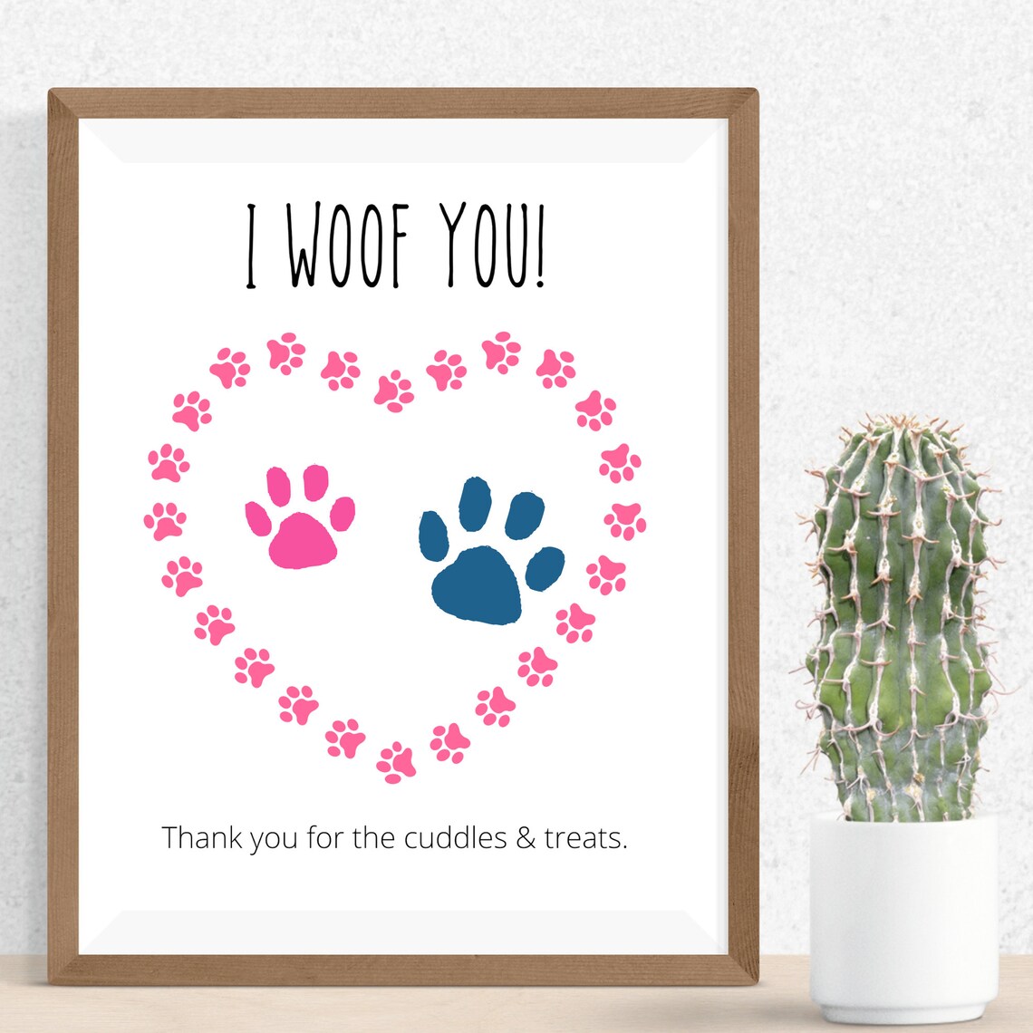 Gift for Pet Parent, I Woof You, DIY Paw Print Art, Gift From Dog, Dog ...